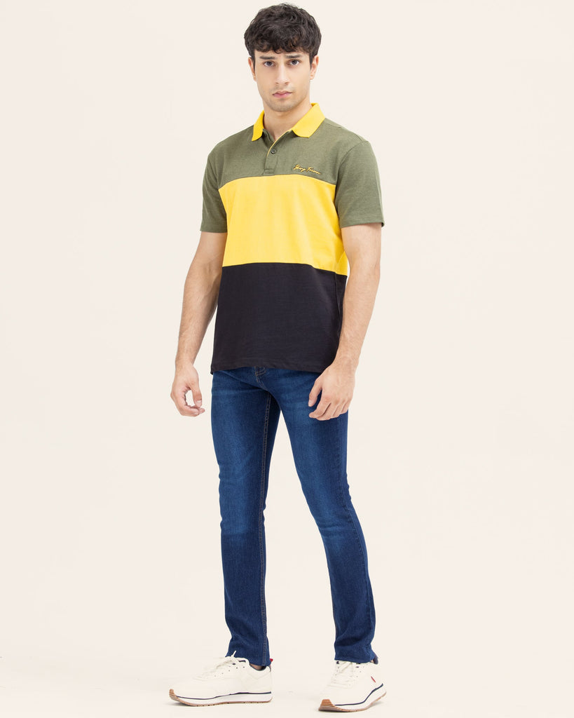 Men Color Block Polo