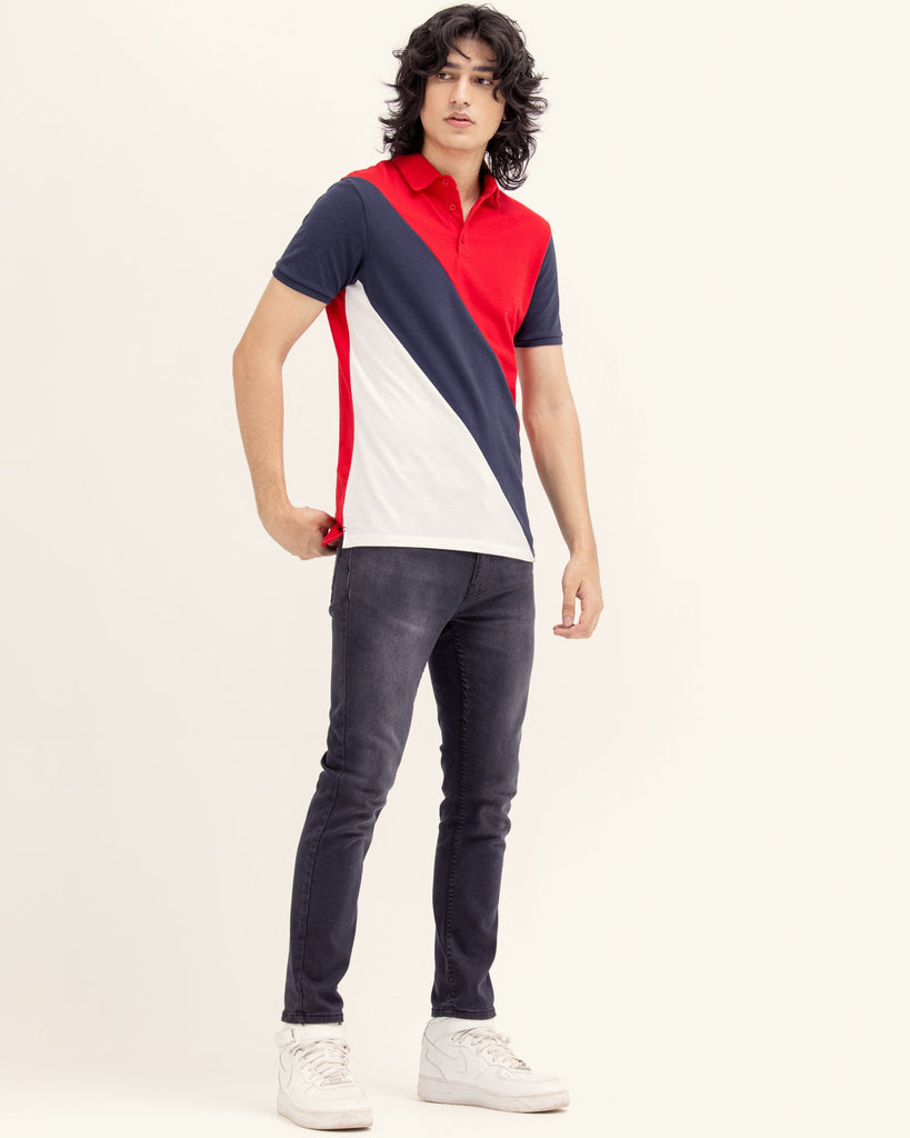 Men Color Block Polo