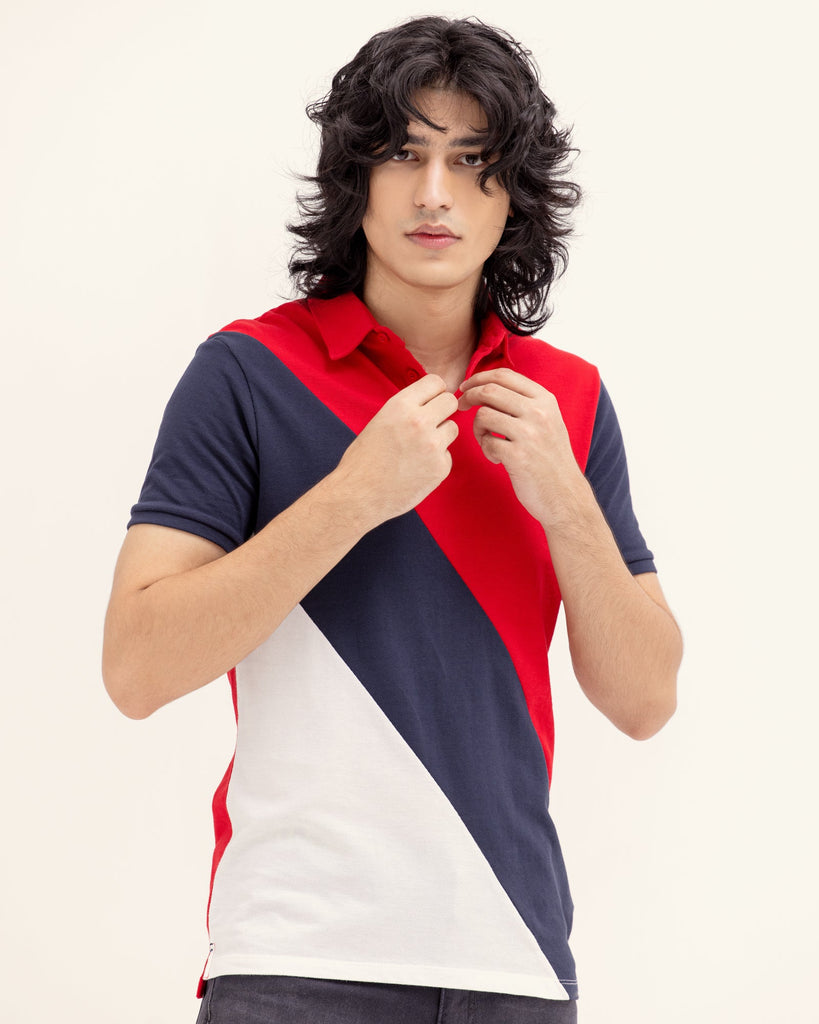 Men Color Block Polo