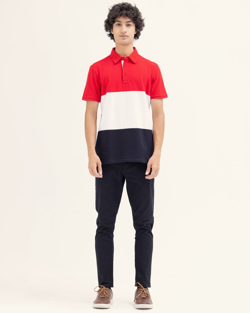 Men Color Block Polo