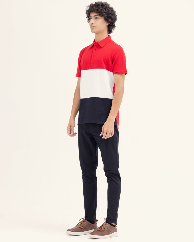 Men Color Block Polo