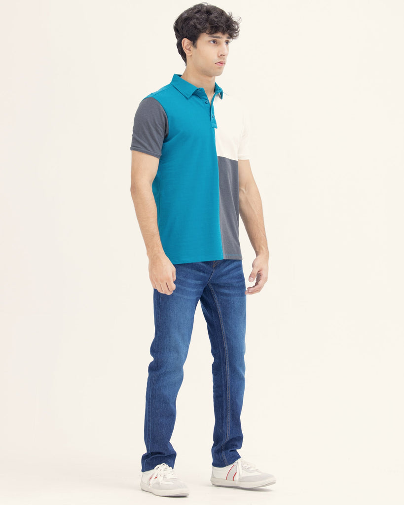 Men Color Block Polo