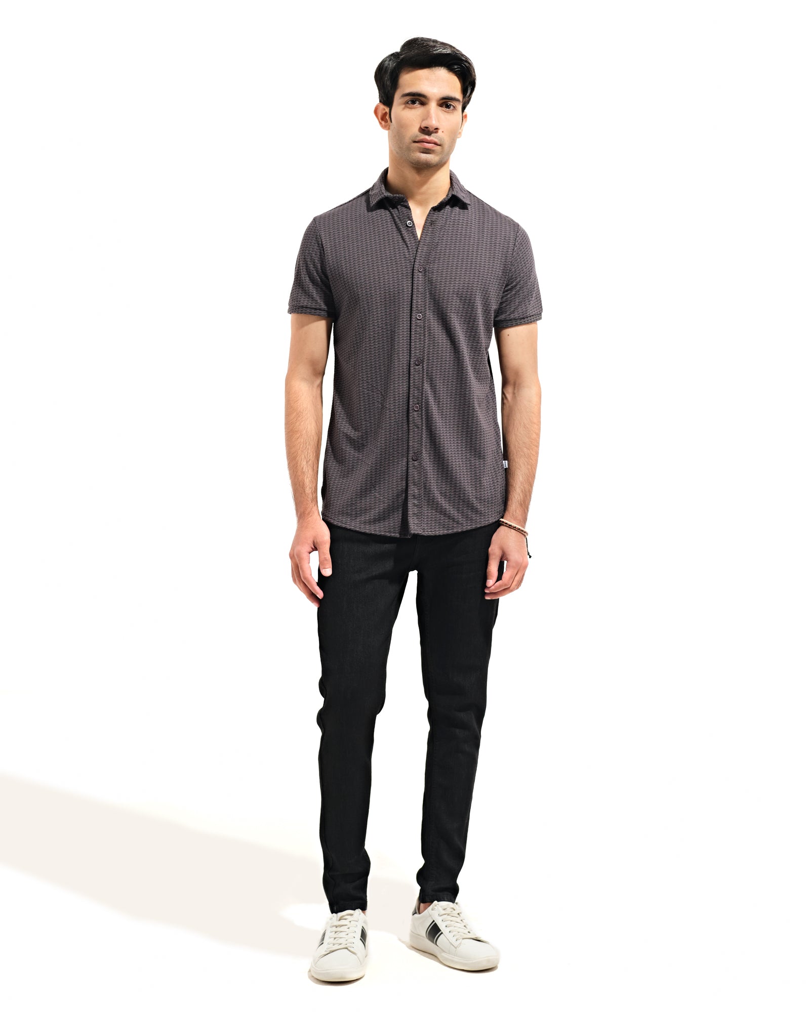 Men Textured Button Down