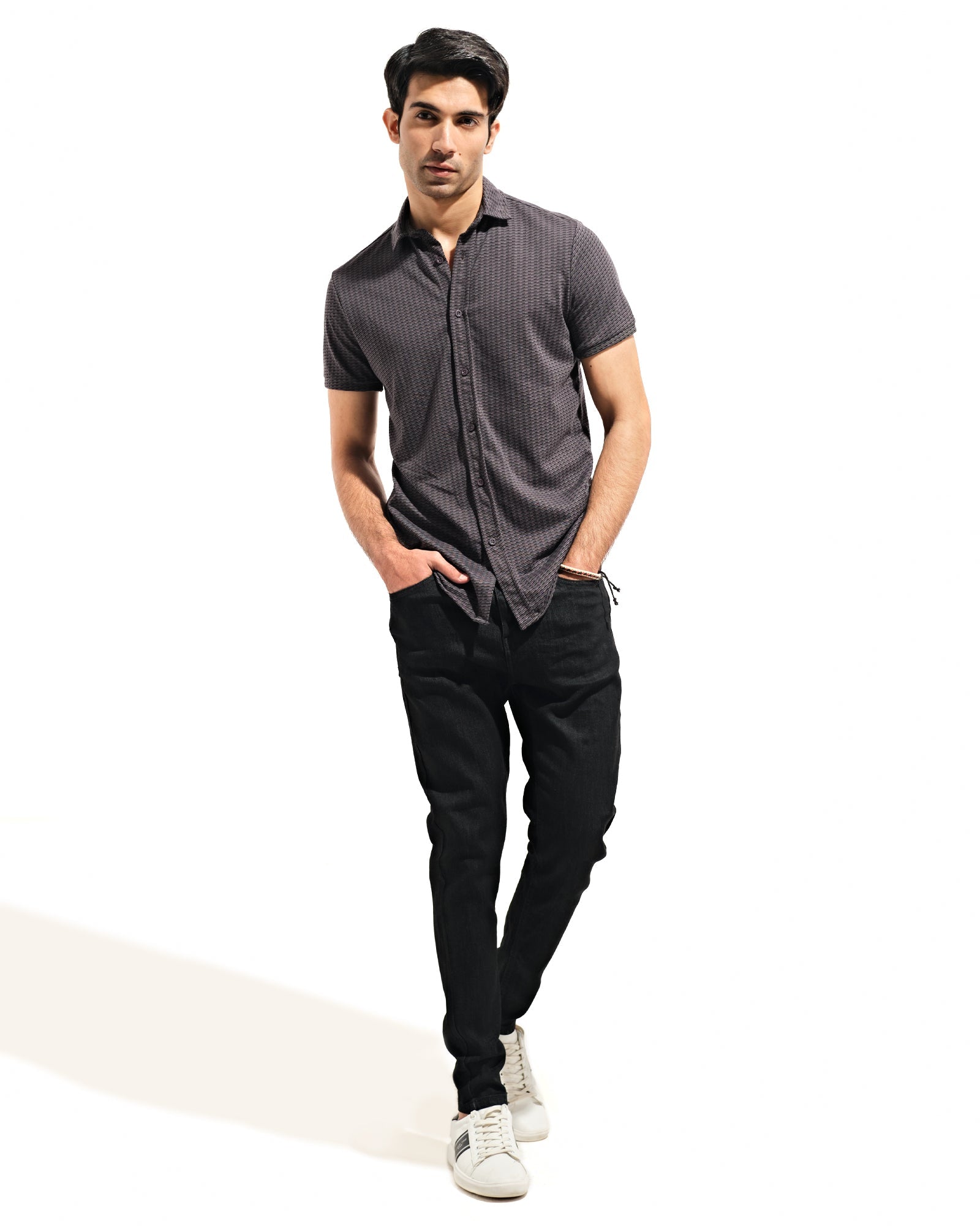 Men Textured Button Down