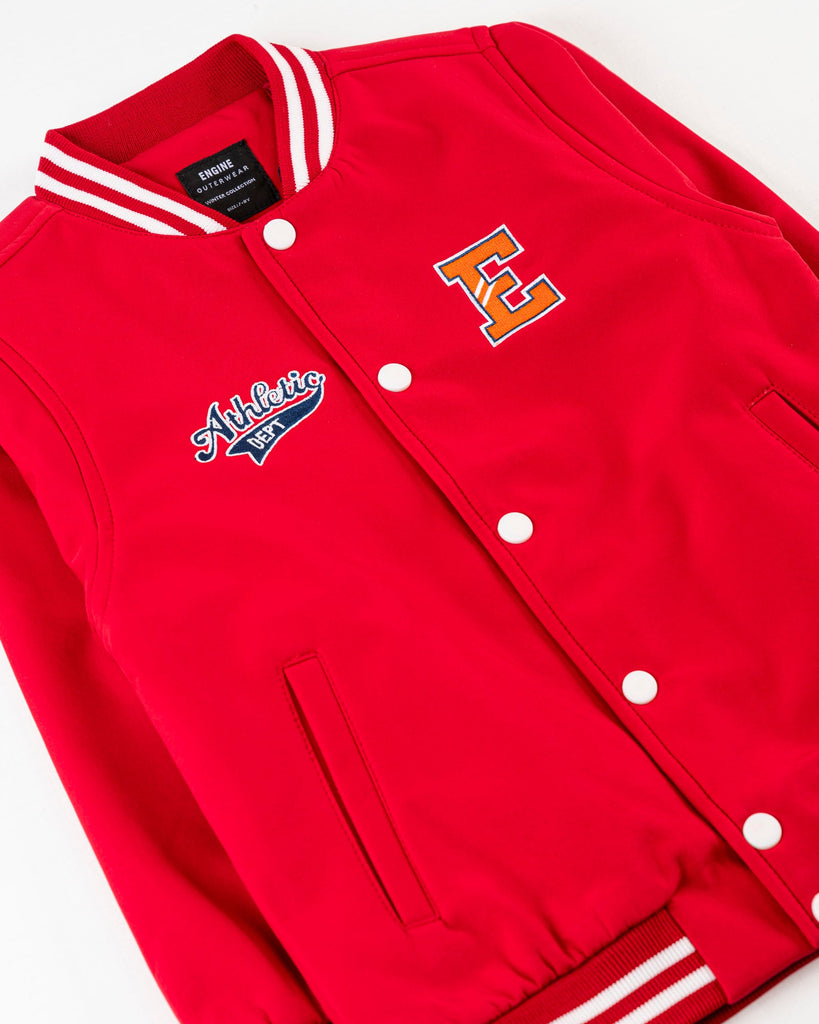 Boys Red Color Softshell Varsity Jacket