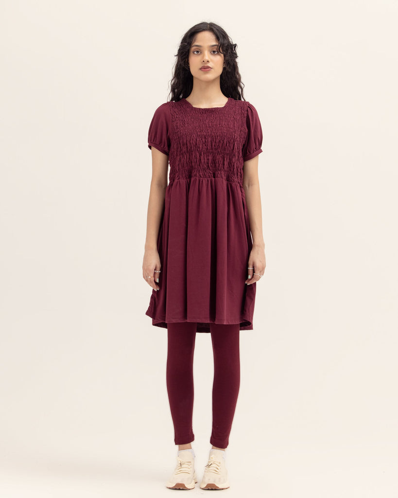 Women Elastic Neck Dress