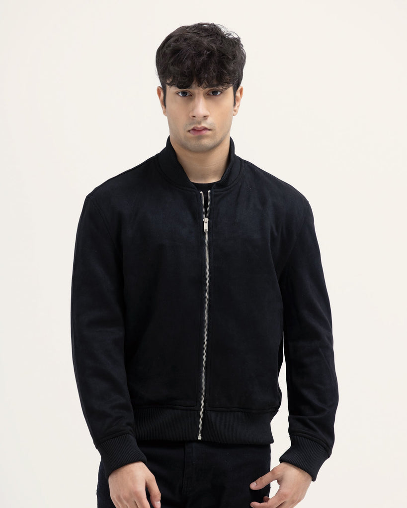 Men Black Color Suede Jacket
