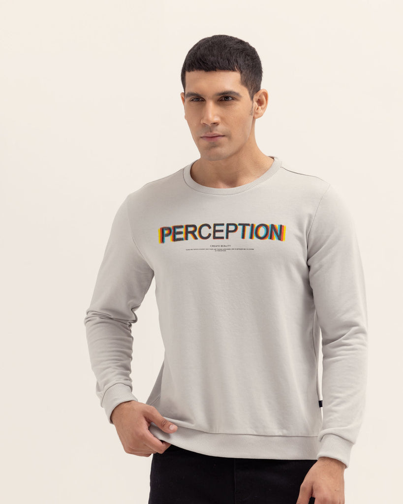 Men Light Grey Color Fashion Sweat Shirt