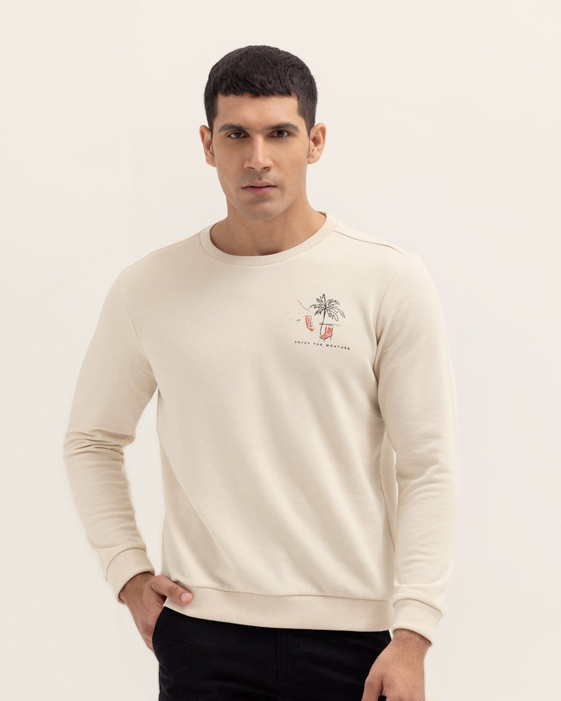 Men Cream Color Fashion Sweat Shirt