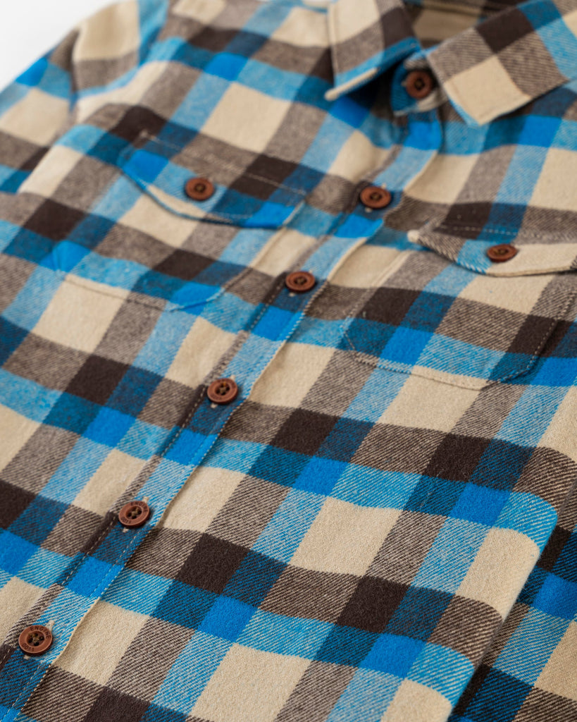 Boys Blue Color Flannel Long Sleeve Check Causal Shirt