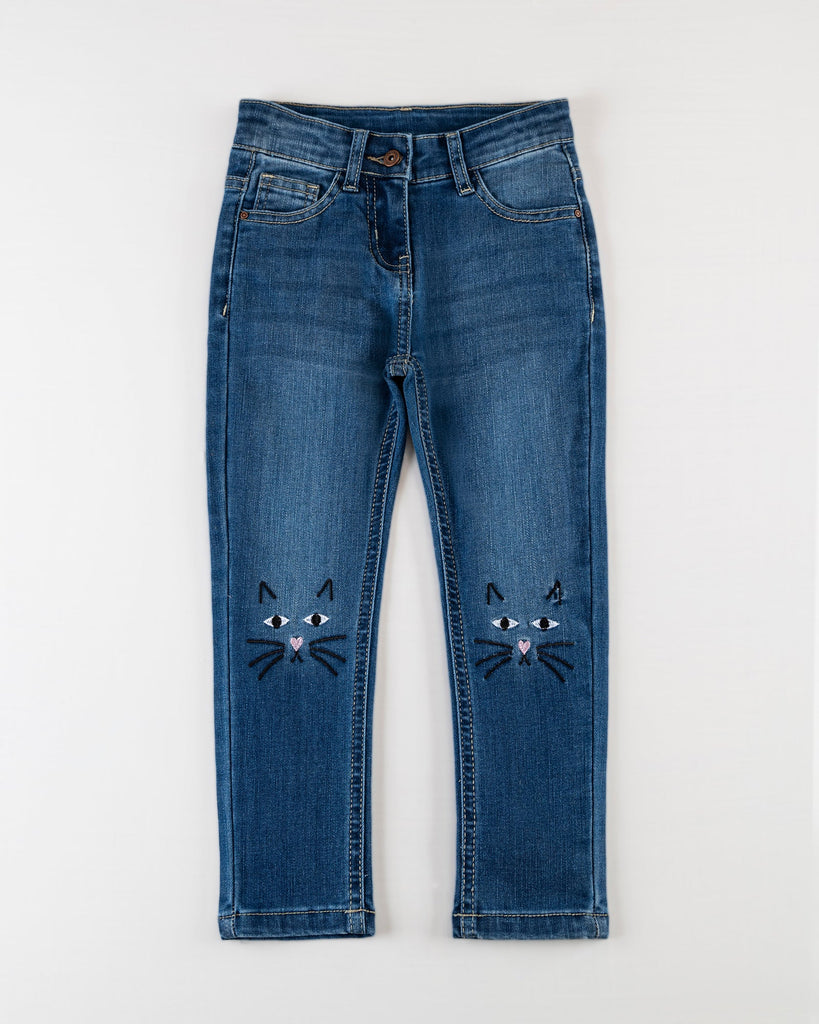 Girls Blue Color Slim Fit Denim
