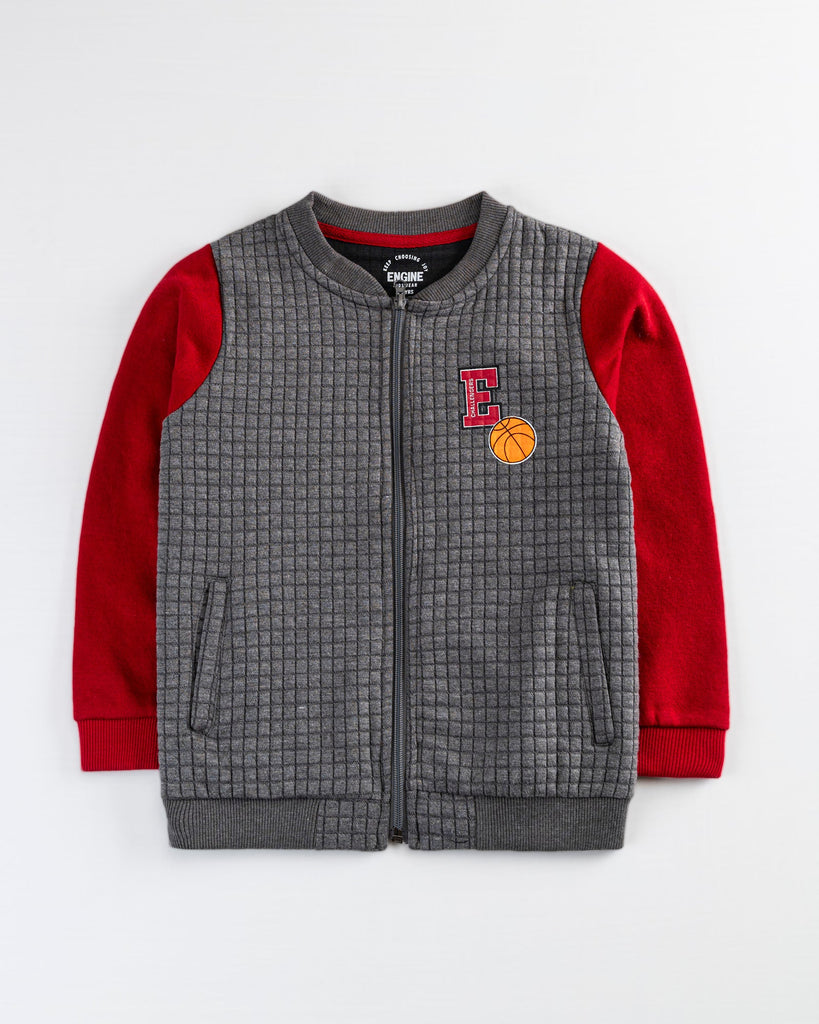 Baby Boys Charcoal Color Quilted Fashion Zipper Thru Upper